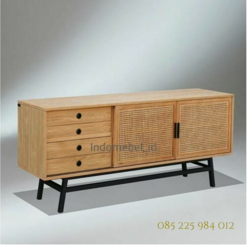 Bufet Minimalis Rattan Retro Murah - Indomebel.id