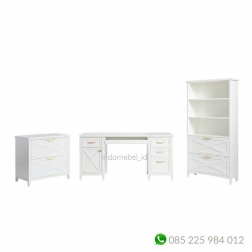 Jual Meja Kerja Kantor Putih Cross Minimalis - Indomebel.id