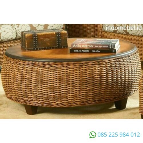 Coffee Table Rotan Bulat - Indomebel.id