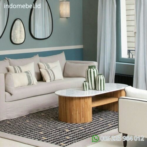 Meja Kopi Minimalis Oval - Indomebel.id